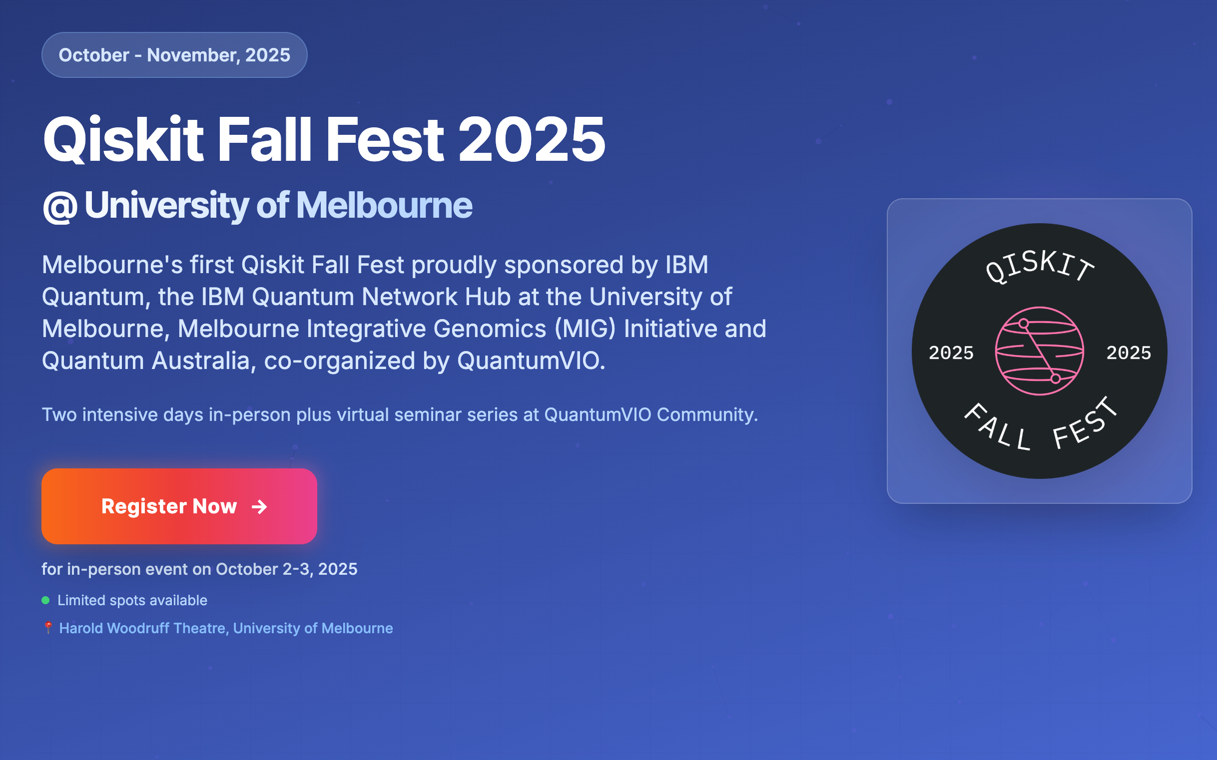 Qiskit Fall Fest Hackathon Team Registration | QuantumVIO - From Quantum Vision to Innovation